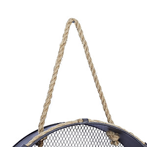 Deco 79 Metal Round 2 Shelves Wall Shelf with Hanging Rope, 24" x 6" x 24", Black