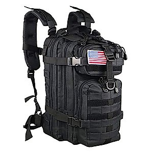 Small 30L Rucksack Pack for Outdoors, Hiking, Camping, Trekking, Bug Out Bag, Travel, Military & Tactical Army Molle Assault Backpack With US Flag Patch