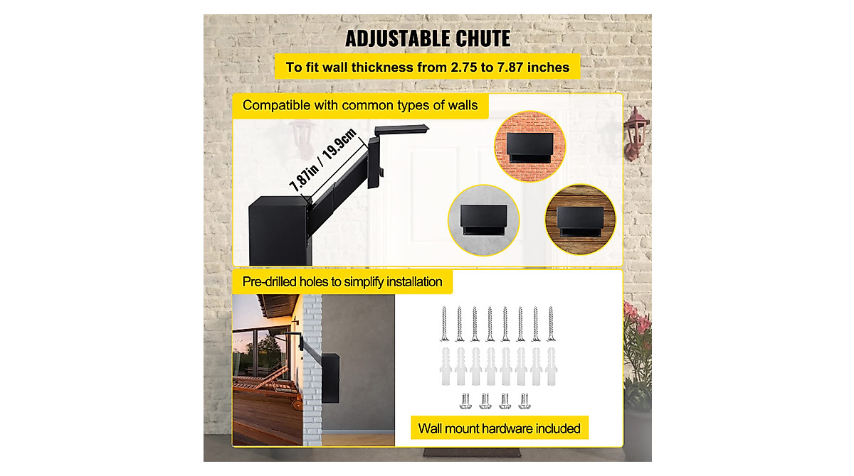 Secure Wall Mount Drop Box with Adjustable Chute - VEVOR Mailbox