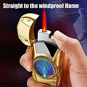 Zetilyn Torch Lighter, Car Shape Cool Novelty Lighter, Red Flame Refillable Butane Lighter Adjustable Flame with Clock Dial for Camping Grill Fireplace Candle Man Birthday Gifts (Fuel Not Included)