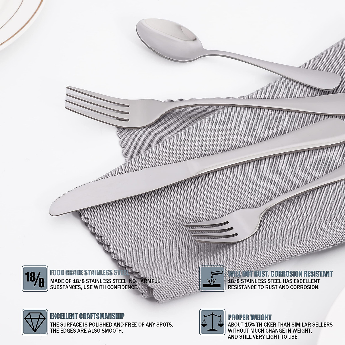 Ansukow 20 Piece Silverware Set for 4, 18/8 Stainless Steel Flatware Cutlery Set for Home Kitchen, Knives Forks Spoons Set, Mirror Polished, Dishwasher Safe