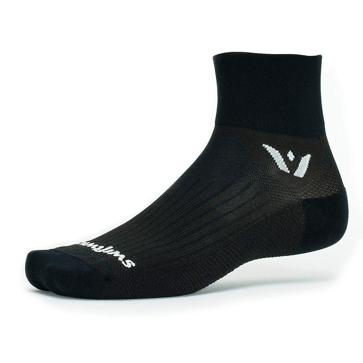 Swiftwick- PERFORMANCE TWO Running & Cycling Socks for Men & Women, Cushion Crew Socks (Black, Medium)