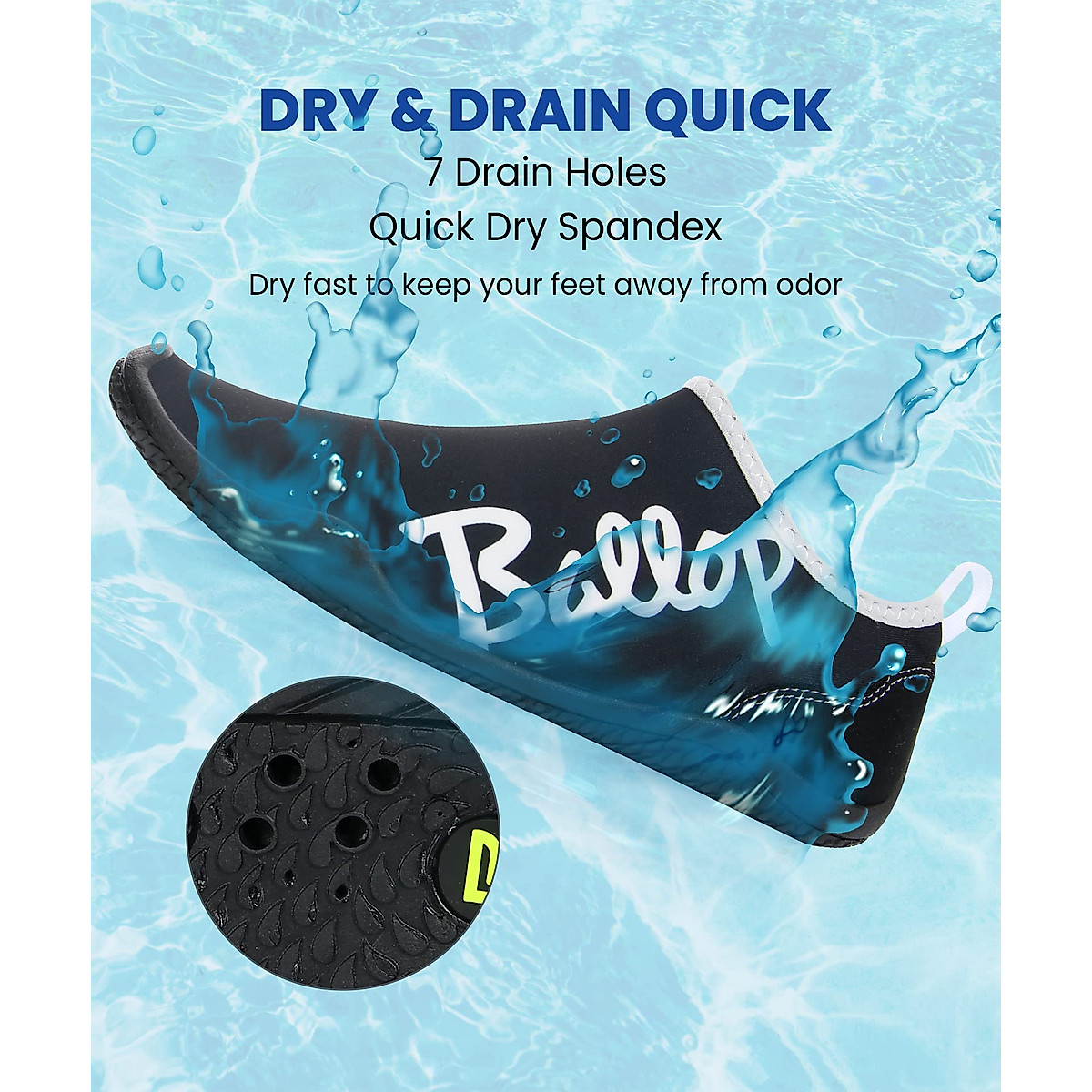 BALLOP Aqua Shoes Quick-Dry Non-Slip Water for Women Men Men's Size Mens Beach Womens Swim Socks Fishing Vacation Essentials feet Adult Swimming agua para wear Lake Woman Foot Fish flip Flops