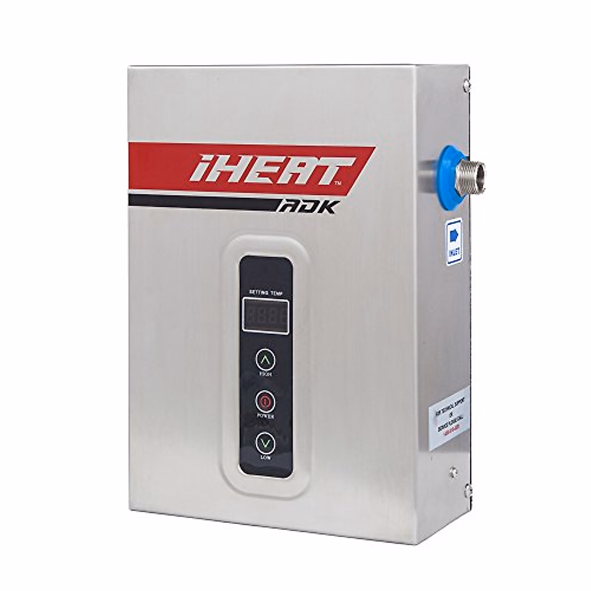 iHeat Tankless S-16 240V 66A 16KW Stainless Steel Enclosure 7.2" by 11" by 3" 1/2"CPT 36' AWG#8 Electric Water Heater, 7.5 lb