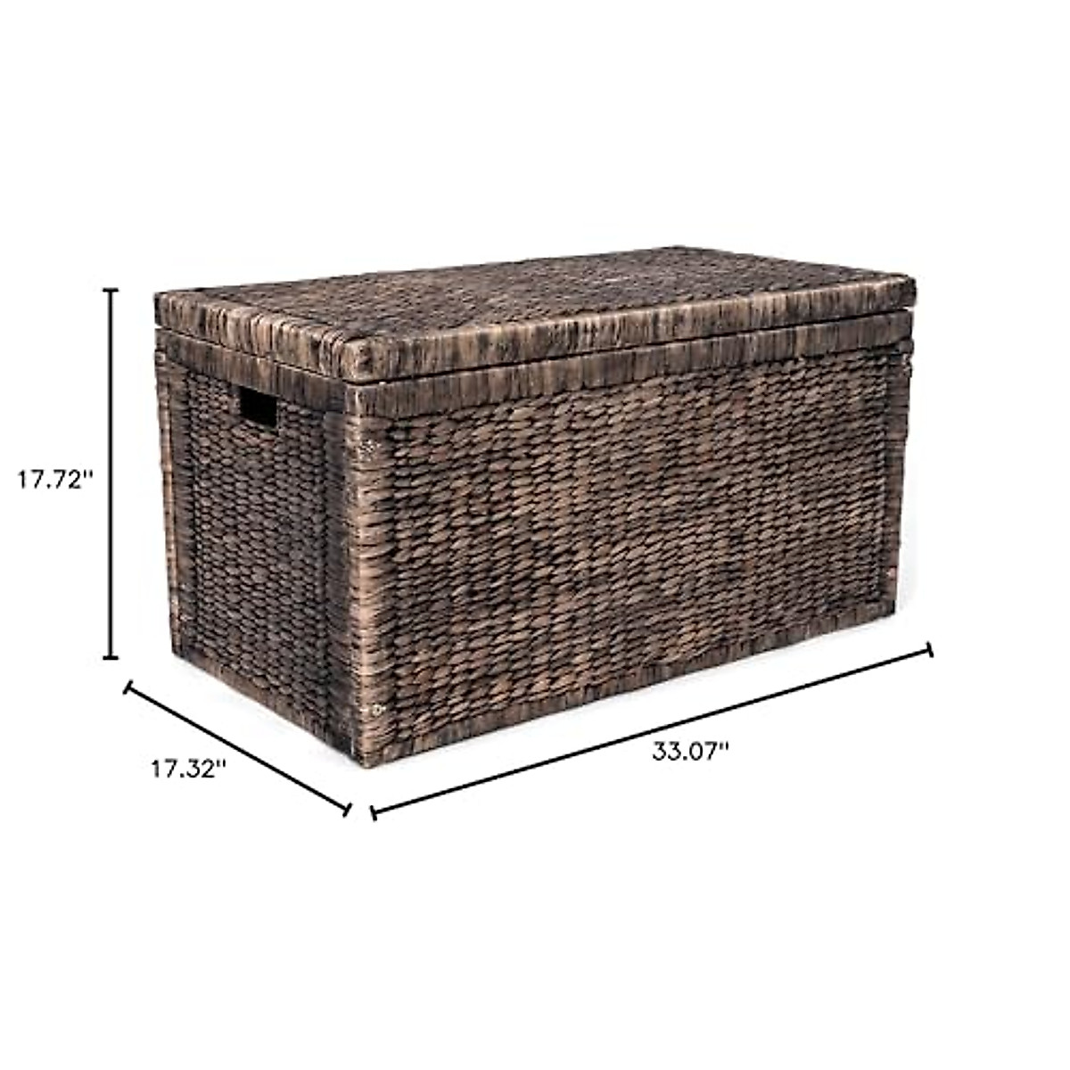Finch Wicker Trunk - Vintage and Boho style Chest to store Blanket and toys, Ideal for Living Room, Bedroom, Kids Room, Wooden Frame with Water Hyacinth Woven Construction, Brown