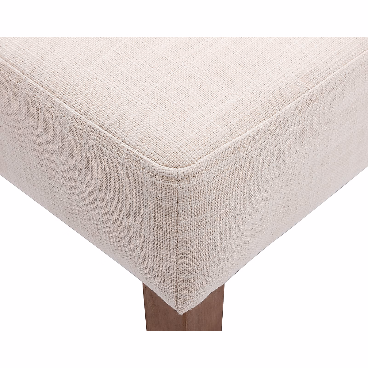 LIVINOVA Farmhouse Upholstered Dining Bench Seat, 45" Linen Entryway Bench with Natural Wood Legs, Mid Century Modern End of Bed Bench for Kitchen Bedroom Living Room Hallway, for 2-3 Person, Beige