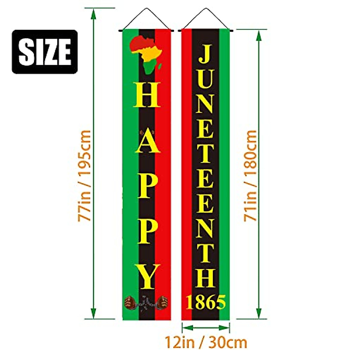 Littleloverly Happy Juneteenth Hanging Banner Porch Sign Decorations - Freedom Day Juneteenth Black Americans Independence 1865 Juneteenth Day Outdoor Banner Sign