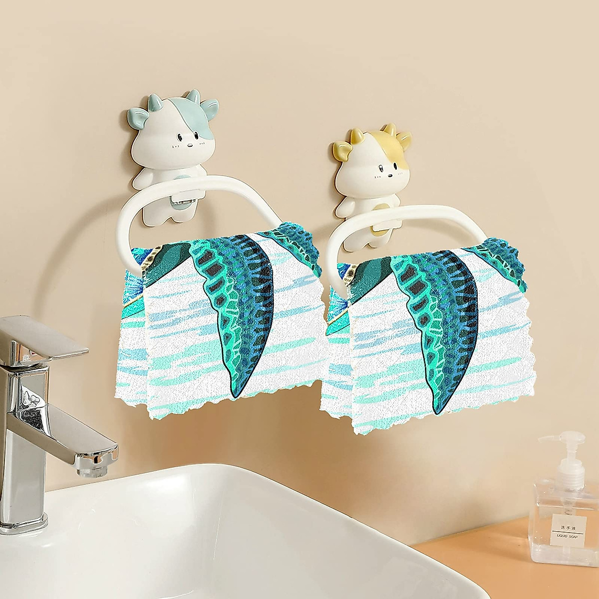 Sea Turtle Turquoise Teal Kitchen Dish Cloths Ocean Sea Life Marine Microfiber Cleaning Towels Absorbent Dishcloths Fast Drying Washcloths for Car Window Bathroom 11x11 inch Pack of 6