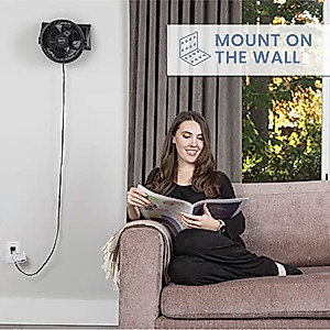 Air Circulator Portable Turbo Fan, 3 Speed Adjustable Desk Powers Cool Air-Waves Up To 25ft, Made Of Durable Material, Great Office & Living Room, NF006-BK8, 4'' W x 10'' L x 10 H, Black