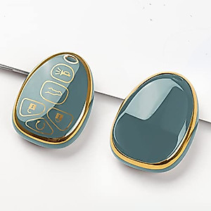 Key Fob Cover for Chevrolet, 5 Button Key Case with Keychain fit for Chevrolet Suburban Tahoe Traverse Cadillac Escalade SRX GMC Acadia Yukon Saturn Outlook Enclave
