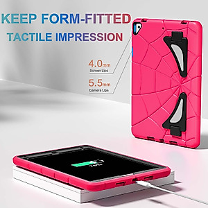 Nitupai iPad 9th Generation Case, Shockproof Rugged Hard PC and Soft Silicone 2-in-1 Layer Full Body Protection Construction, Pink+Black