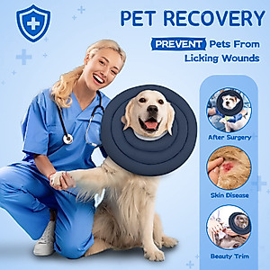 GoGoPaw Soft Dog Cones for Small Medium Dogs and Cats, Adjustable Dog Donut Collar Water Proof Dog Cone Alternative After Surgery, Pet Recovery Collar for Large Dogs to Stop Licking(Grey,3XL-5)