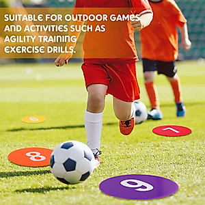 Haull 60 Pcs Spot Markers Floor Spots with Bag Non Slip Vinyl Poly Dots Spots Markers for Gym Floor Basketball Football Soccer Sports Speed Agility Training Gym Dance Classroom Org (Number,9 Inch)