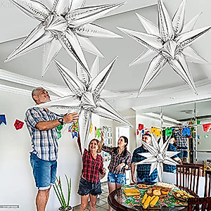 KatchOn, 50 Pieces Silver Star Balloons Metallic - 26 Inch | Silver Starburst Balloon, Spike Balloons | Silver Metallic Balloons, Silver Balloons | Star Foil Balloons, 2023 Graduation Decorations