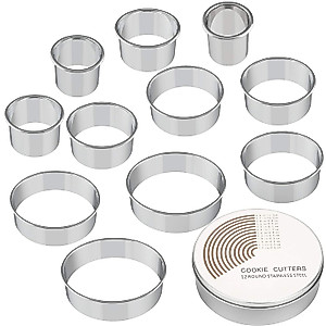 12 pcs Cookie Cutter Set, Lelance Round Donut Cutter, Heavy Duty Commercial 304 Stainless Steel Pastry Cutters to Effortless Cut & Size Dough, Pastry, Doughnut, Biscuit, English Muffins Halloween