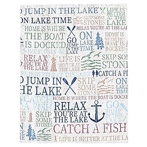 Flannel Fleece Blanket,Nautical Anchor Lake Life Sailboat Cozy Plush Microfiber Throw Blankets-Lightweight Reversible Soft Warm Blanket,All Season Bed Blankets for Couch Sofa Throw-50x60 Inch