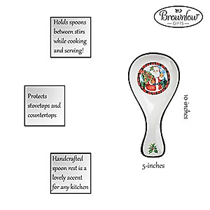 Brownlow Gifts Ceramic Spoon Rest, 5 x 10-Inches, Santa Claus