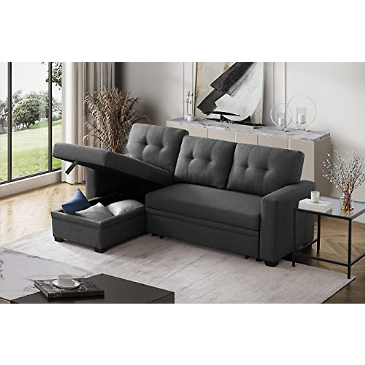Devion Furniture Russ Sofabed, Dark Gray