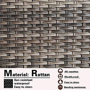 XIZZI Patio Furniture Sets,Outdoor Sectional Furniture with 2 Pillows,Garden Sofa Set with Glass Table (6 Pieces, Beige)