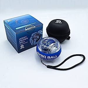 JIN BD Wrist Trainer Ball Auto-Start Strengthener Gyroscopic Forearm Exerciser Gyro for Strengthen Arms, Fingers, Bones and Muscles with LED light，blue