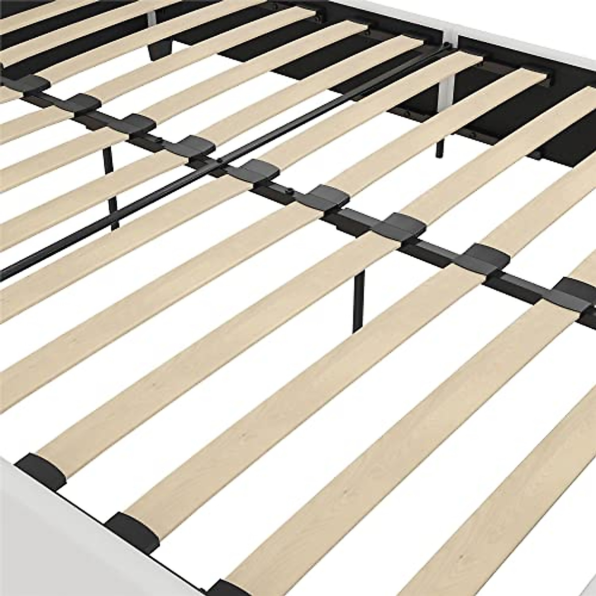 DHP Dakota Upholstered Platform Bed with Diamond Button Tufted Headboard and Footboard, No Box Spring Needed, Full, White Faux Leather