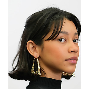 Pnk Trend Gold Tone Hollow Casting Hip-Hop Oversized Triangle Bamboo Large Hoop Earrings for Women, 50 mm/ 2 Inches with Gift Jewelry Box