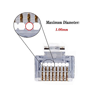 RJ45 Cat5 Cat5e Connectors End Pass Through Gold Plated 8P8C UTP Ethernet Network Plug(100Pack)