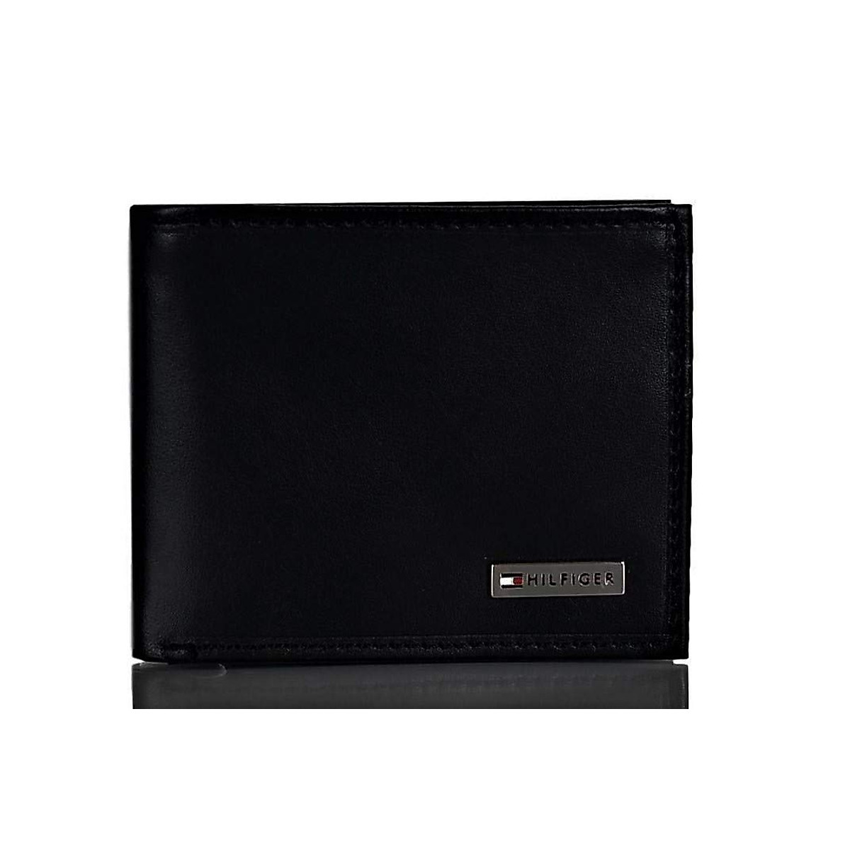 Tommy Hilfiger Leather Men's Multi-Card Passcase Bifold Wallet with Removable Card Case, Black, One Size