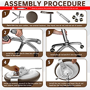 DENGTELI Medical Dental Stool Dentist Chair, PU Leather 360 Degree Swivel Rolling Doctor Chair, Armrest Height Adjustable Medical Nurse Assistant Stool Chair, Brown