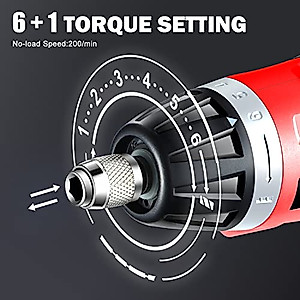 ‎DNA MOTORING TOOLS-00237 Rechargeable 3.6V Cordless Electric Screwdriver Tool Kit with LED Worklight, Red