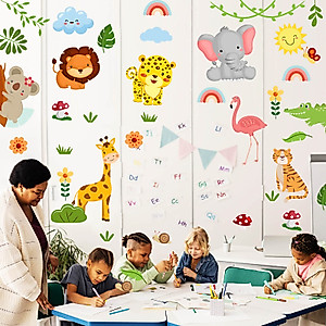 YLTPAJK Animal Wall Stickers for Kids, Cartoon Zoo DIY Art Self-Adhesive Removable Animal Wall Decals for Living Room Baby Nursery Classroom Kindergarten Wall Decor