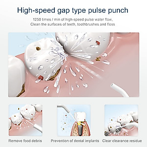 Nicefeel Portable Water Flosser Cordless Rechargeable Dental Cleaner Irrigator, with Gravity Ball, LCD Display, 300ml tank 6 Modes 4 Jet Tips, and IPX7 Water proof for Travel & Home & Braces