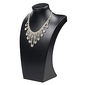 Homeanda Black PU leather Jewelry Jewellery Stand Necklace Pendant Chain Jewelry Bust Display Holder Photograph Prop for Necklace (11.4" x6.7, Polyurethane-Black)