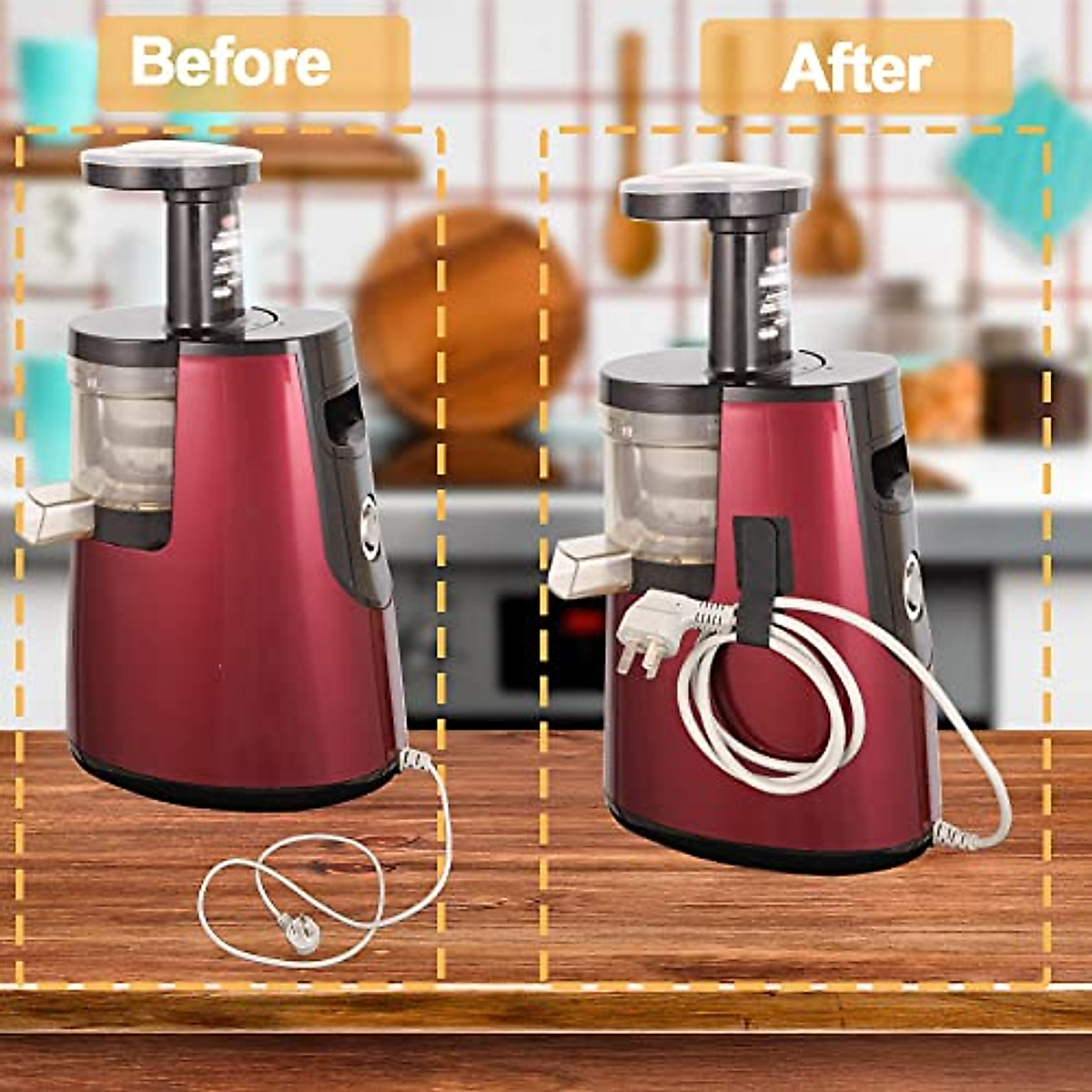 SINIFER 8 PCS Cord Organizer for Appliances, Cord Holder Cable Organizer Compatible with Kitchen Small Appliances, Cord Winder Tidy Wrap Fits for Pressure Cooker and Air Fryer, Coffee Maker (Black)