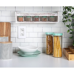 Mind Reader Floating Spice Shelves, Rustic Farmhouse Pantry Organizer, Easy Install, Storage Display for Condiments, Snacks, Appetizers, Set of 2, Torched Wood, Brown