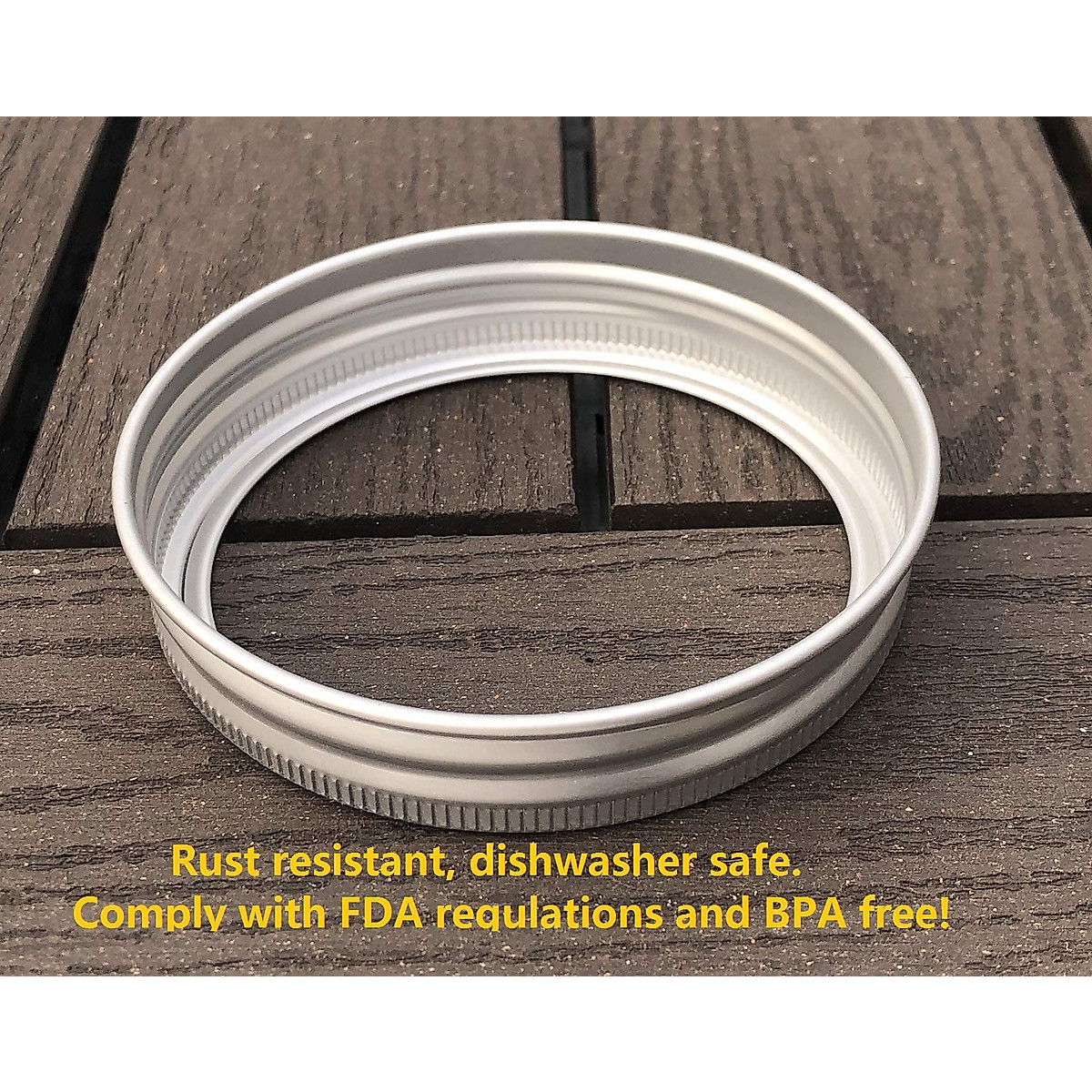 THINKCHANCES Food Safe and BPA Free Rust Resistant Silver Aluminum Metal Screw Rings/Bands for Mason, Ball, Canning Jars (12 Pack, Wide Mouth)