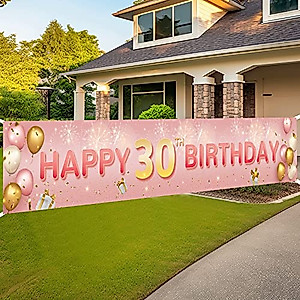 ANATANOWOR 30th Birthday Decorations for Women, Rose Gold 30 Birthday Party Decoration for Her, 30th Happy Birthday Banner Decoration for Girls Women 30th Birthday Party Supplies(118" X 20")