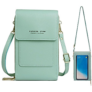 PORT&LOTUS Crossbody Bags for Women Cell Phone Purse Wallet Ladies Small Women's Handbags PU Leather Shoulder Bags Card Holder Green 2