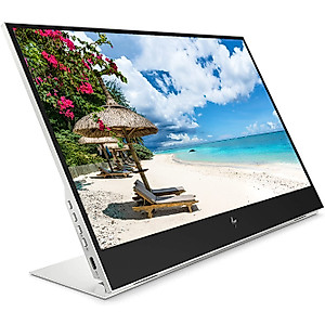 HP E14 G4 FHD (1920 x 1080) Portable Travel Monitor Bundle with 2 USB Type-C, Pink Gemstone Bluetooth Folding Wireless Keyboard, and White Pebble M350 Bluetooth Wireless Mouse