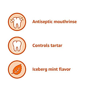 Amazon Basics Tartar Control Plus Antiseptic Mouth Rinse, Iceberg Blue Mint, 1.5 Liters, 50.7 Fluid Ounces, 1-Pack (Previously Solimo)