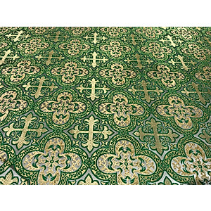 Brocade fabric VESTMENT 60" wide GREEN and GOLD Liturgical Brocades BRO950[1]