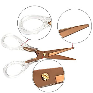 6.5" Rose Gold Scissors Clear Acrylic Handle Craft Office Scissors Professional Fabric Dressmaker Shears for Cutting Fabric, Cloth, Leather, Canvas, Papers (Rose Gold)