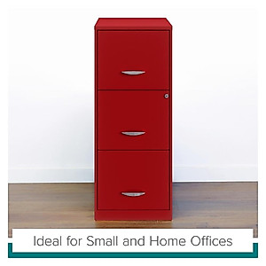 Hirsh Industries Space Solutions 3 Drawer Metal Vertical File Cabinet with Lock Lava Red