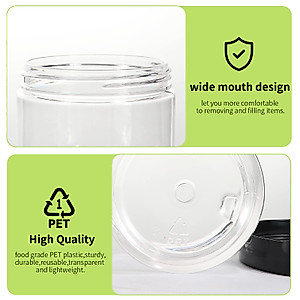 STARSIDE 40 Pack 180ml 6 oz Empty Clear Plastic Jars with Black Lids, Refillable Round Containers for Slime,Beauty Products, powder, Cream, Scrubs, Cookie,Dried Fruit. Include 1 Pen and 80 Labels.