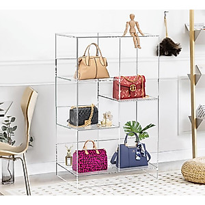 ONELUX 2306 Multi-Functional Acrylic Storage Rack,Shelf Opening, Bedroom Living Room Bathroom Vertical Bookcase, Display Shelf, Storage Organizer, (5 Cube)