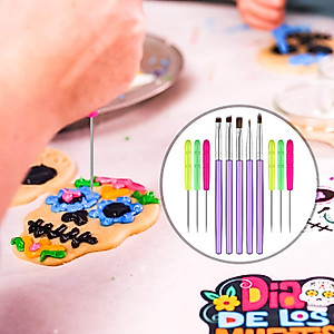 15 Pieces Cake Decorating Tool Set Include Cookie Decoration Brushes Cookie Scriber Needles Sugar Stir Needles Elbow and Straight Tweezers for Cookie Cake Fondant Decoration Supplies(Purple)