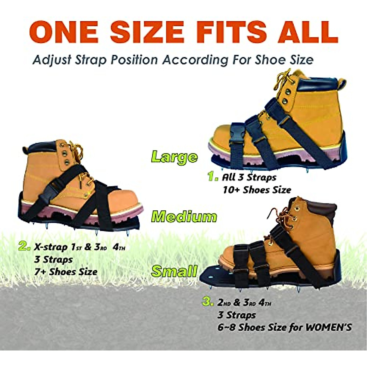 Osaava 48003 Gunite Spiked Shoes For Epoxy Floor Coating NEW Design Plate Epoxy Floor Spiked Shoes with 3/4” Short Spikes Perfect For Cover Installation Full ASSEMBLED (1 Pair)