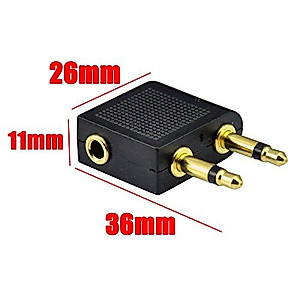 UCEC Airplane Headphone Adapter, 3.5mm Airplane Adapter for Headphones, Golden Plated Airline Headphone Adapter for in-Flight Entertainment System, 2 Pack