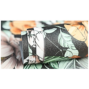 HAOKHOME Vintage Peel and Stick Floral Wallpaper Removable Large Peony Black/Orange/Pink Vinyl Self Adhesive Mural 17.7in x 6.5ft