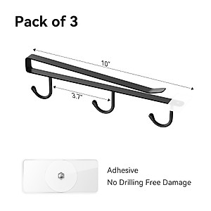 ECROCY Adhesive Cup Holder Under Cabinet - 3pcs x 6 Hook Coffee Cup Mug Holder for Kitchen, Fit for 1 Inch Thickness Shelf or Less - Only Fit for Flat Buttom Cabinet Without Any Lip